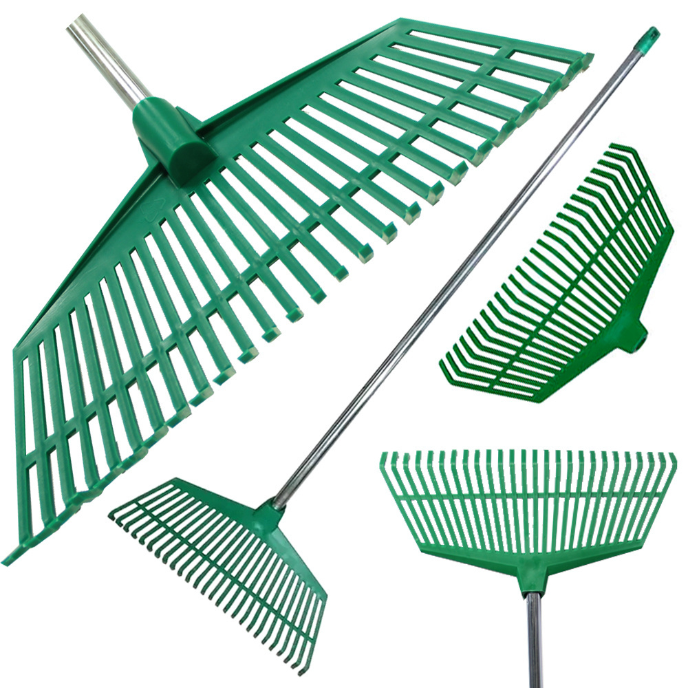Garden rake for grass leaves light plastic stem aluminium 40cm ...