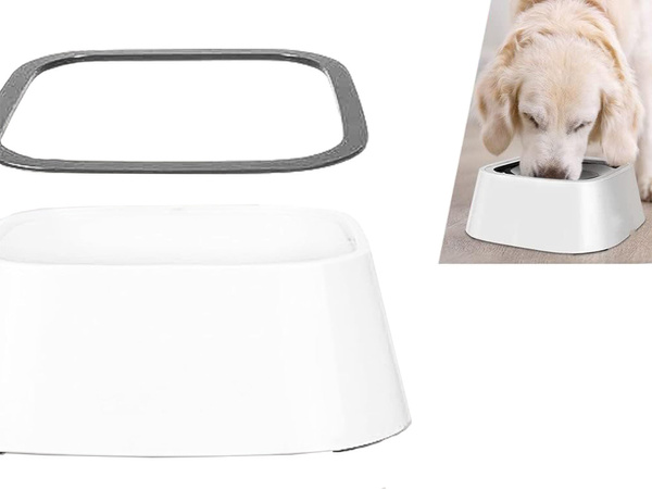 Floating water bowl for dog and cat 1l non-splashing slow drinker ...